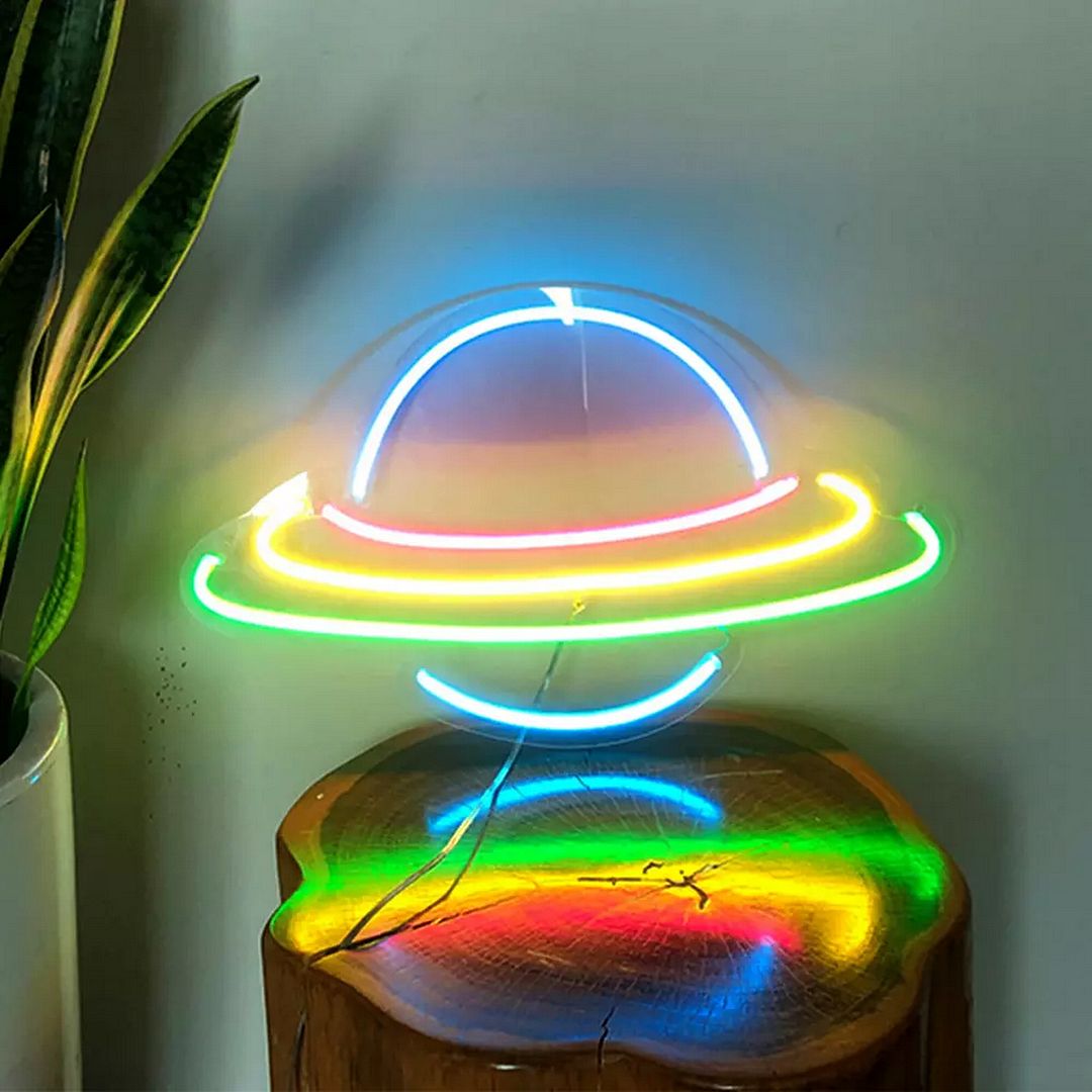 neon light planets