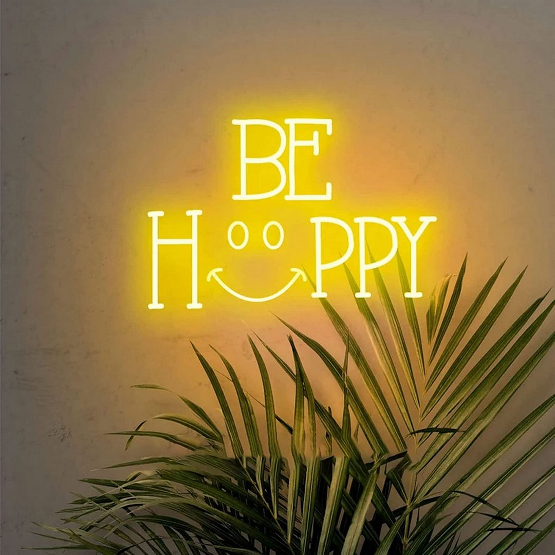 Custom Made Neon Signs, Be Happy Neon Sign, LED Business Sign – AOOS