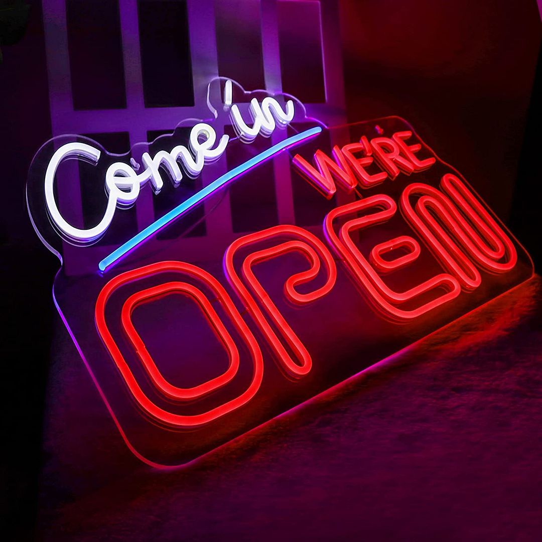 Custom Made Neon Signs, Come in We're Open Neon Sign, LED Business Sign ...