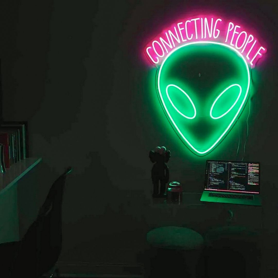 Custom Made Neon Signs, Connecting People Alien Neon Sign, LED Business ...
