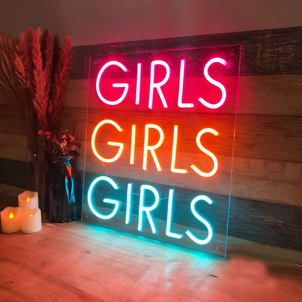 Custom Made Neon Signs, Girls Girls Girls Neon Sign, LED Business Sign ...