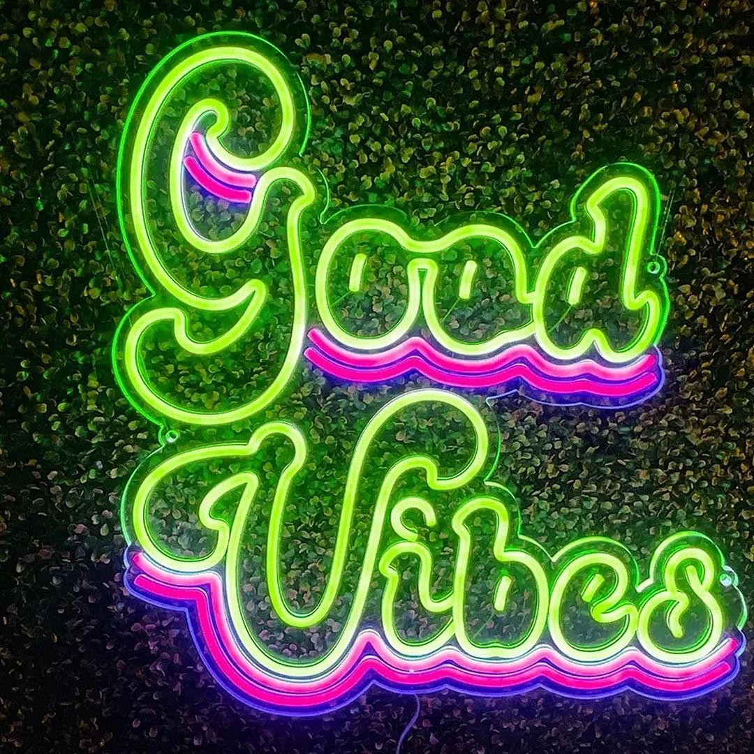 Custom Made Neon Signs, Good Vibe Neon Sign, LED Business Sign – AOOS