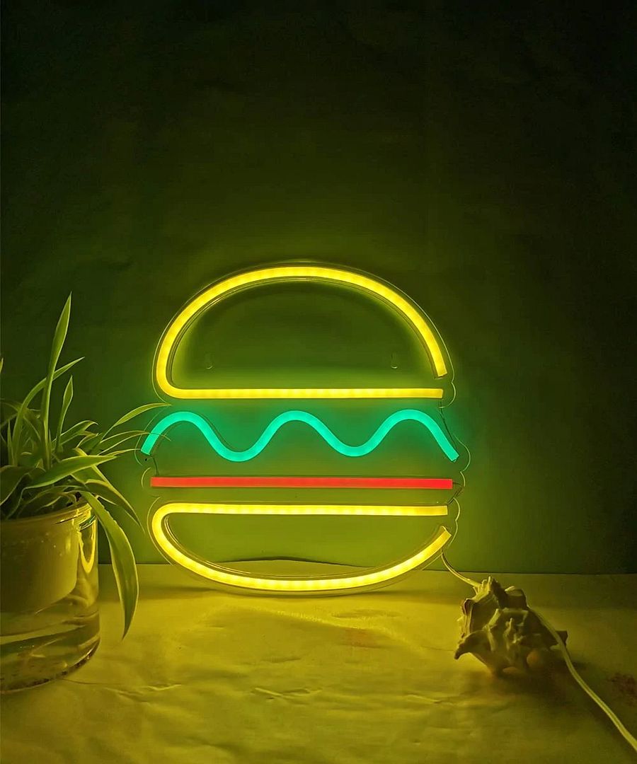 Custom Made Neon Signs, Hamburger Neon Sign, LED Business Sign – AOOS