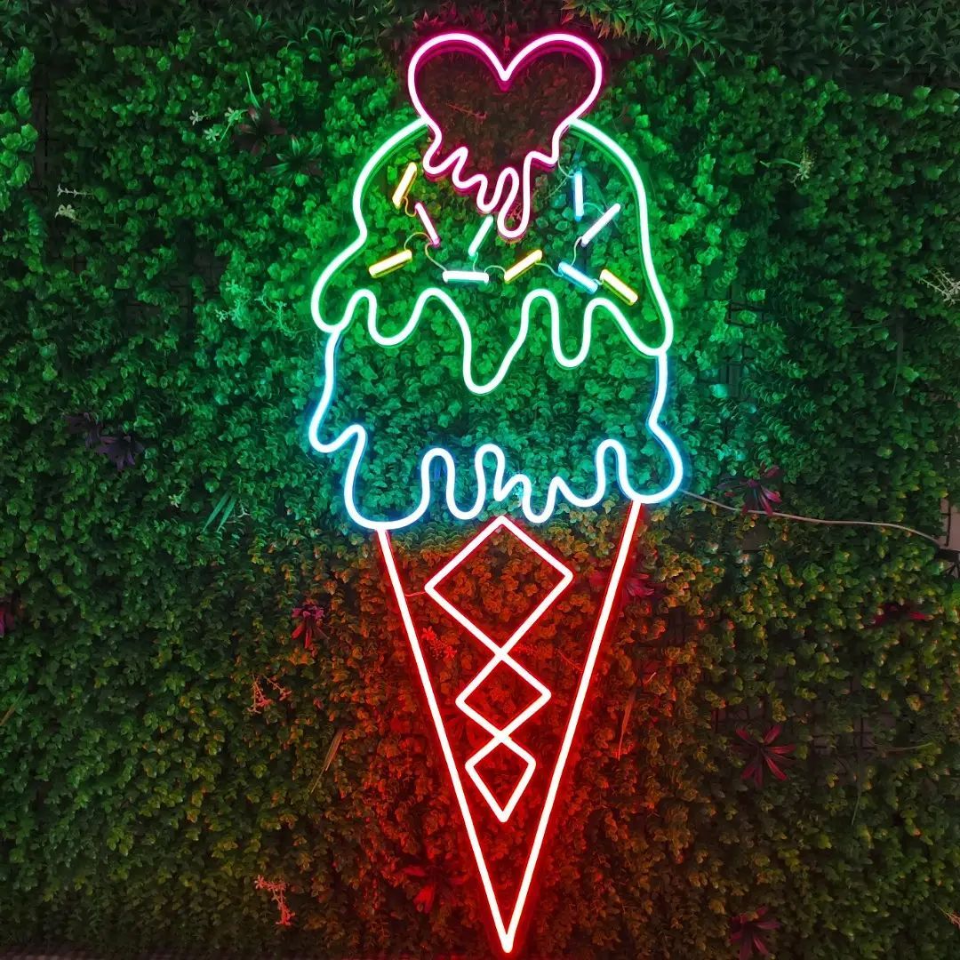 Custom Made Neon Signs, Ice Cream Heart Drip Neon Sign, LED Business ...