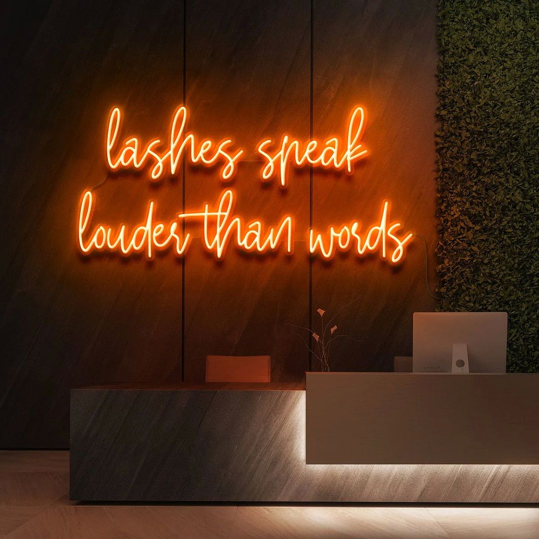 Custom Made Neon Signs, Lashes Speak Louder Than Words Neon Sign, LED ...