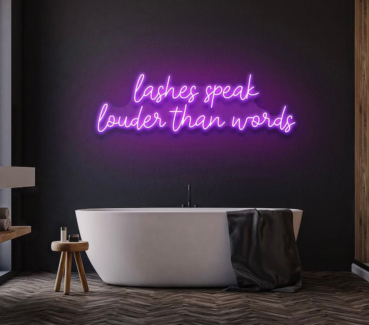 Custom Made Neon Signs, Lashes Speak Louder Than Words Neon Sign, LED ...