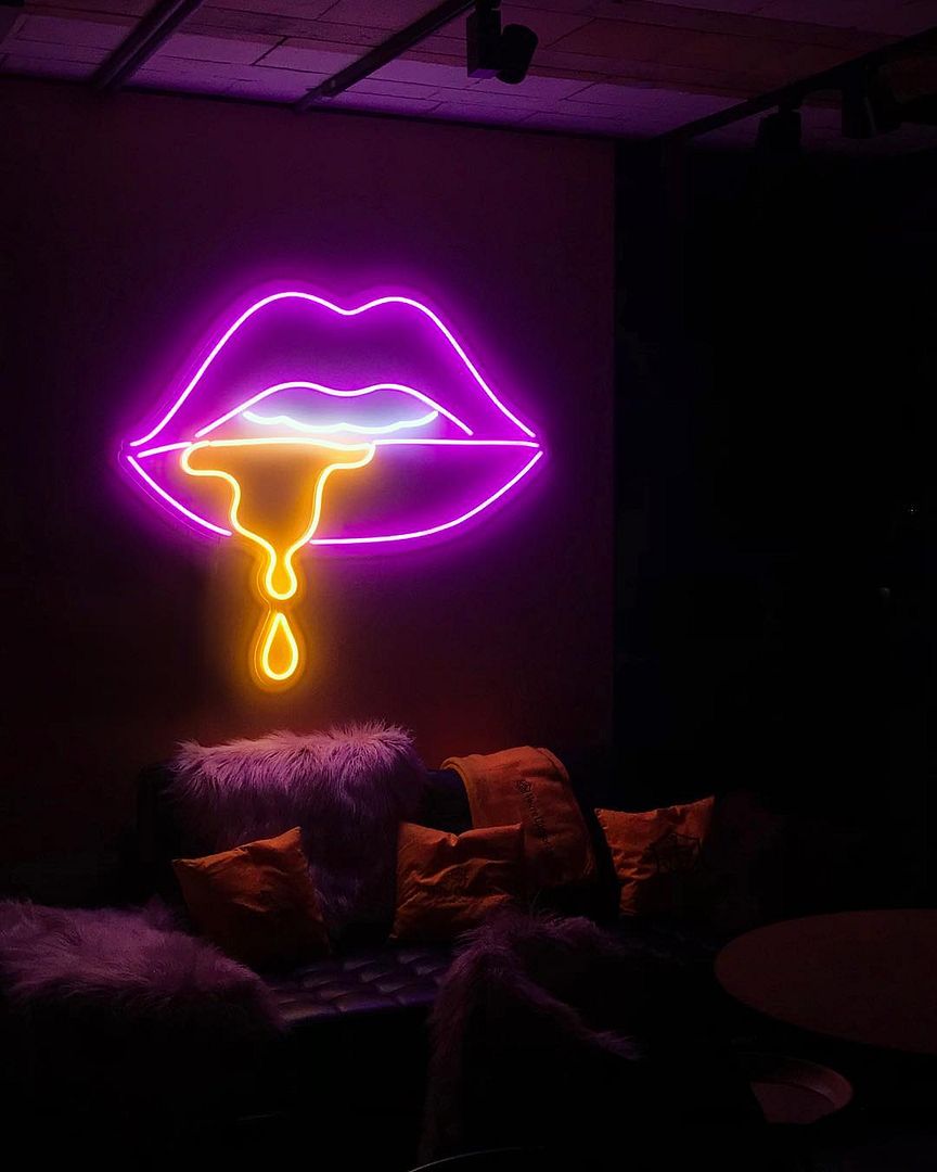 Custom Made Neon Signs, Dripping Lips Neon Sign, LED Business Sign ...
