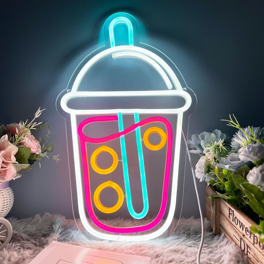 Custom Made Neon Signs, Milk Tea Cup Neon Sign, LED Business Sign – AOOS