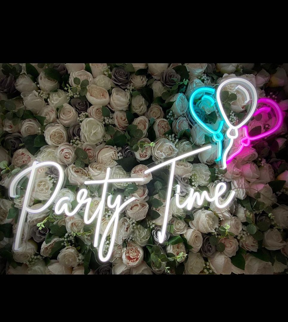 Custom Made Neon Signs, Party Time Balloons Neon Signs, Neon Lights ...