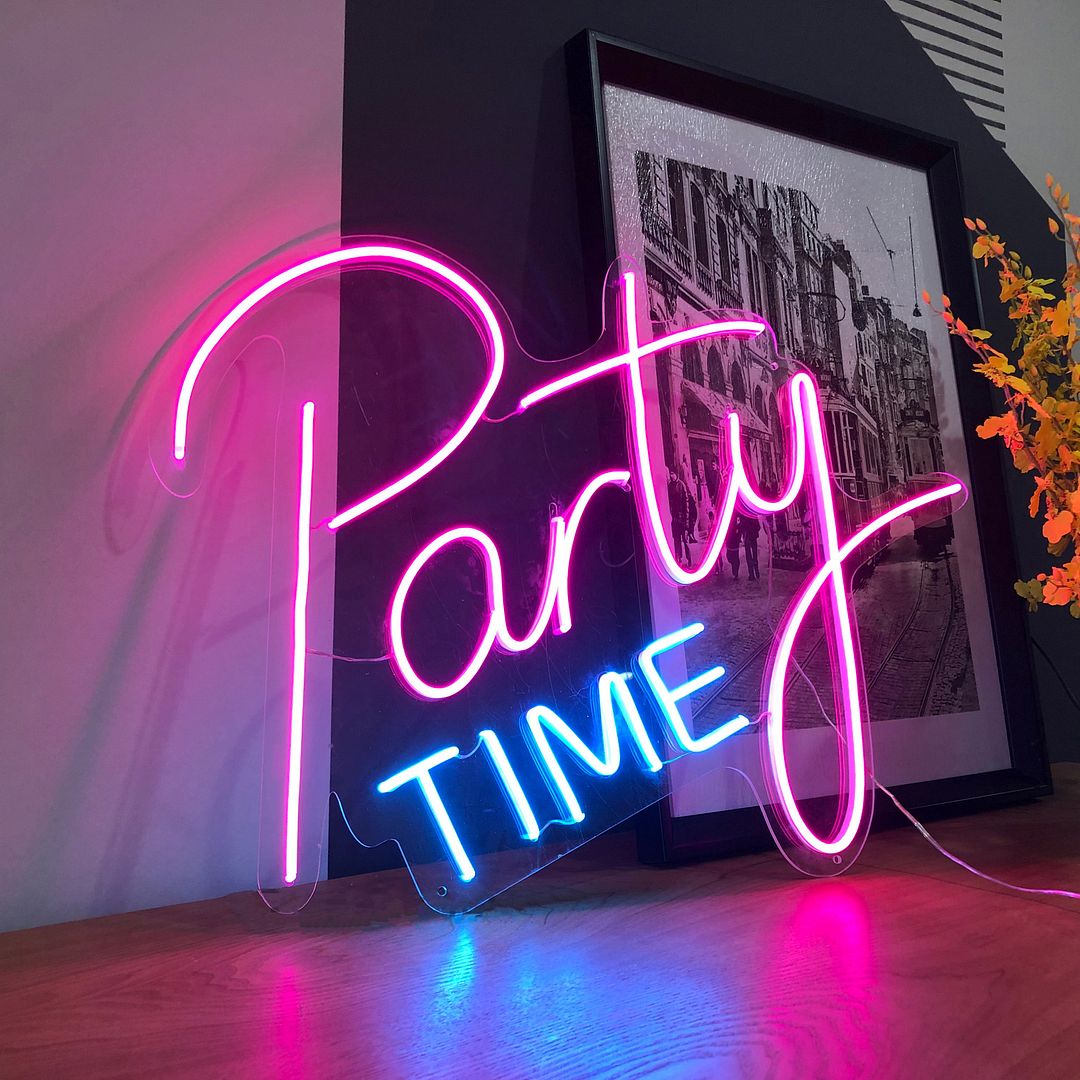 Custom Made Neon Signs, Party Time Neon Sign, LED Business Sign – AOOS