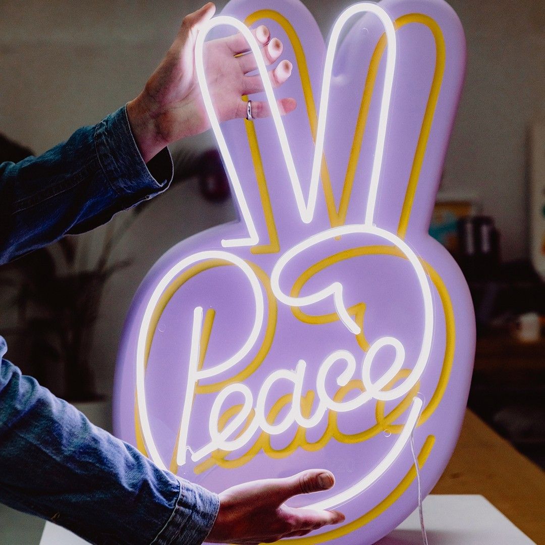 Custom Made Neon Signs, Peace Sign Neon Sign, LED Business Sign – AOOS