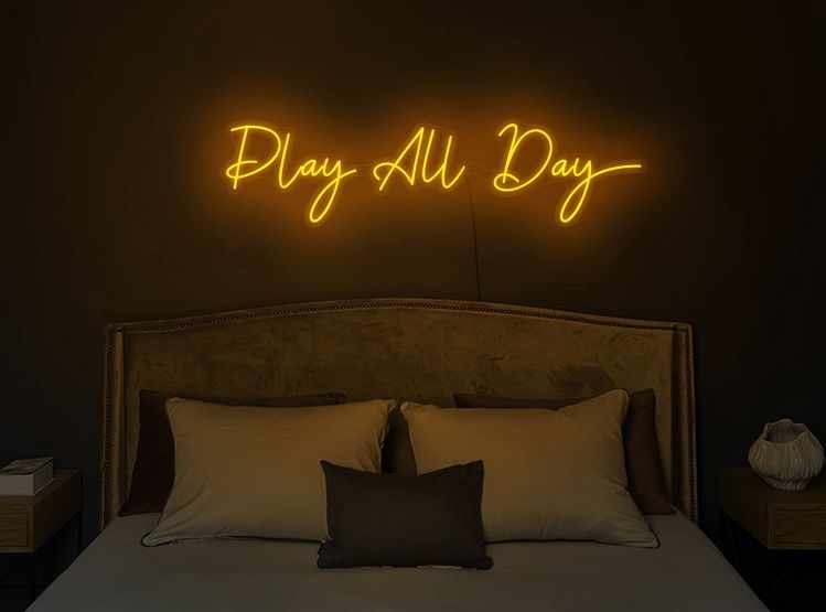 Custom Made Neon Signs, Play All Day Neon Sign, LED Business Sign – AOOS