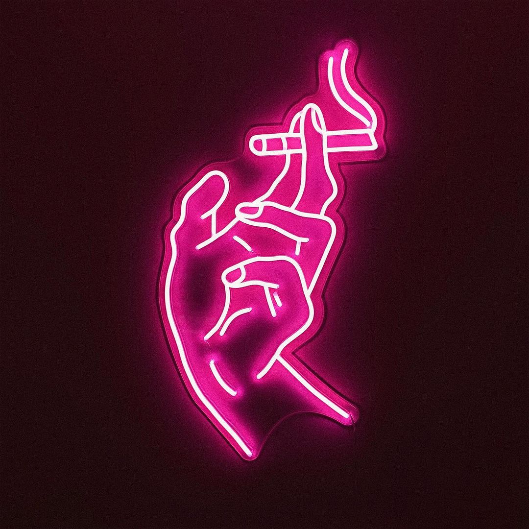 Custom Made Neon Signs, Smoker's Hand Neon Sign, LED Business Sign ...