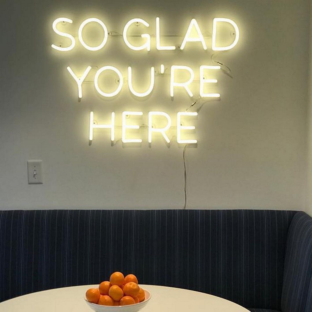 Custom Made Neon Signs, So Glad You're Here Neon Sign, LED Business ...