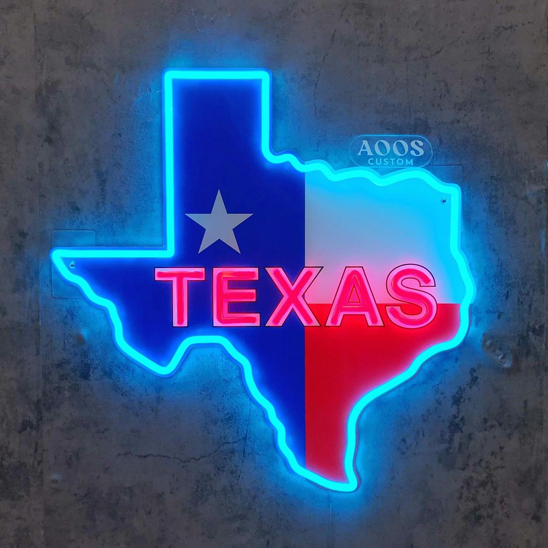 Custom Made Neon Signs, Texas State Map Neon Signs, Plug-in or Battery ...