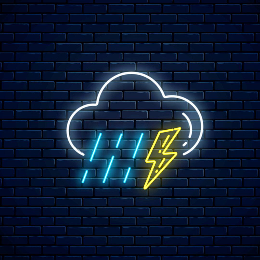 Custom Made Neon Signs, Thunderstorm Rain Weather Neon Sign, LED ...