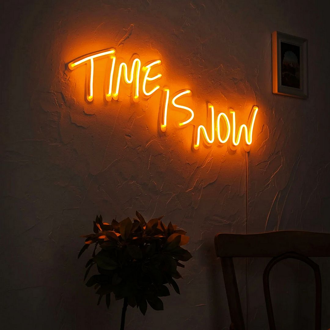 Custom Made Neon Signs, Time is Now Neon Sign, LED Business Sign – AOOS