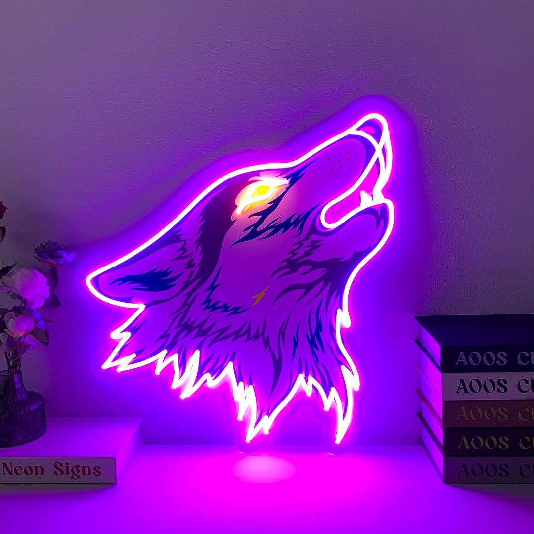 Custom Made Neon Signs, Wolf Neon Sign, LED Business Sign – AOOS