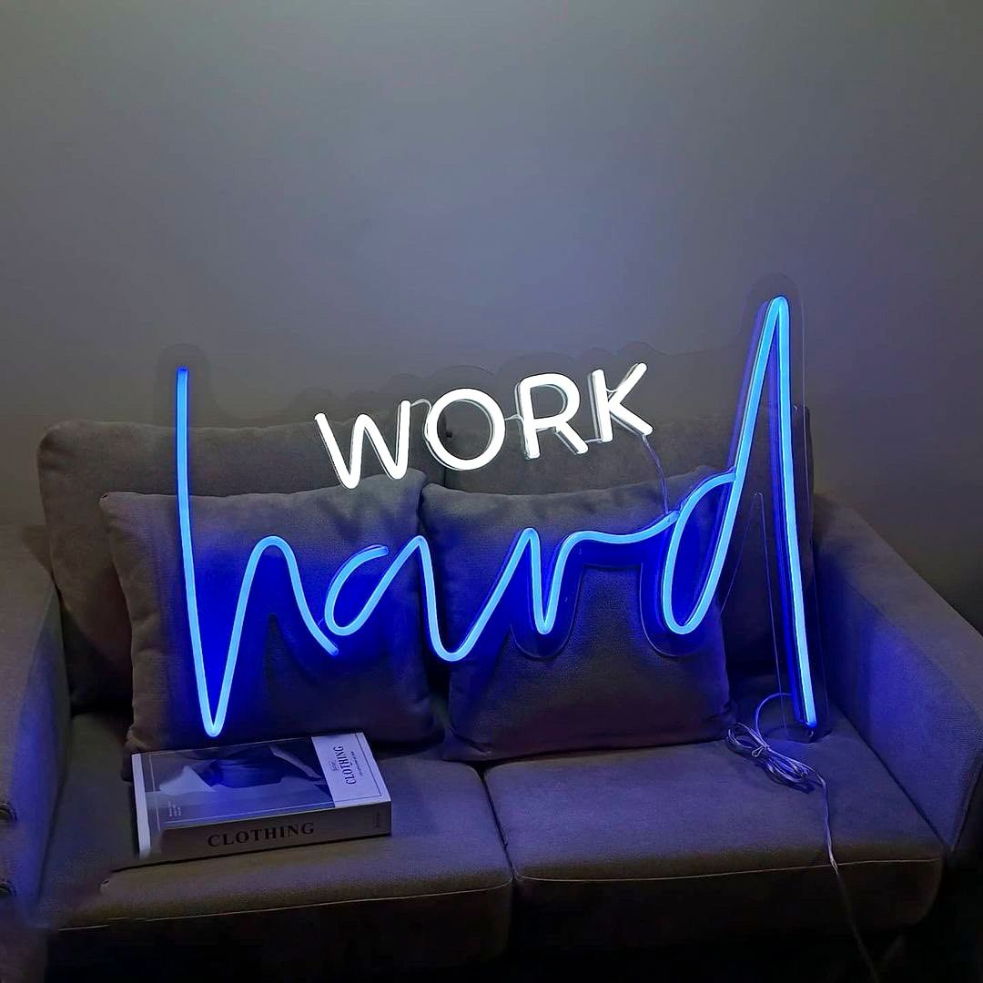 Custom Made Neon Signs, Work Hard Neon Sign, LED Business Sign – AOOS