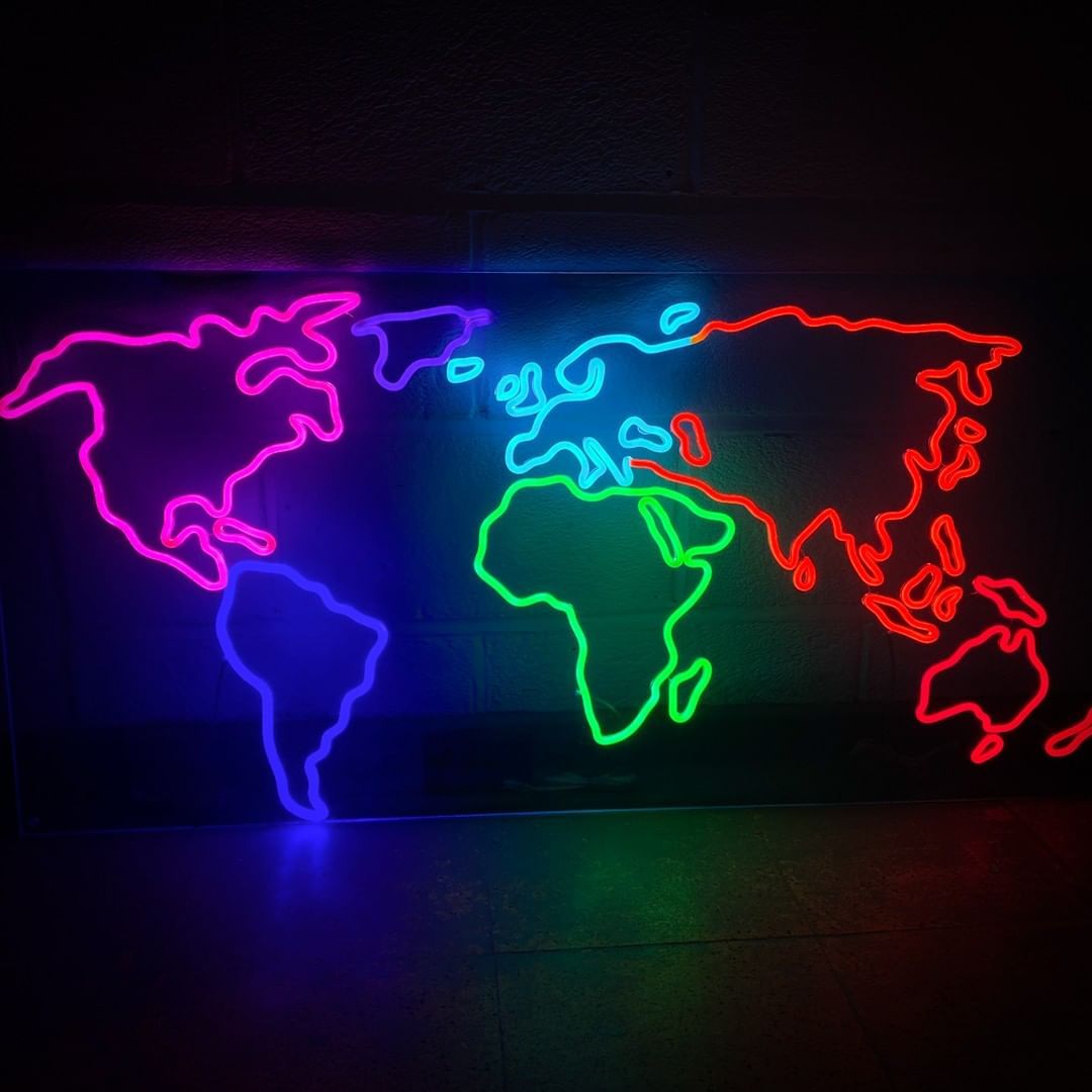 Custom Made Neon Signs, World Map Neon Sign, LED Business Sign – AOOS